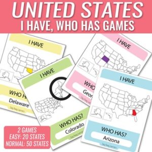 I Have, Who Has States Game – 50 States and Easier 20 States Game ...
